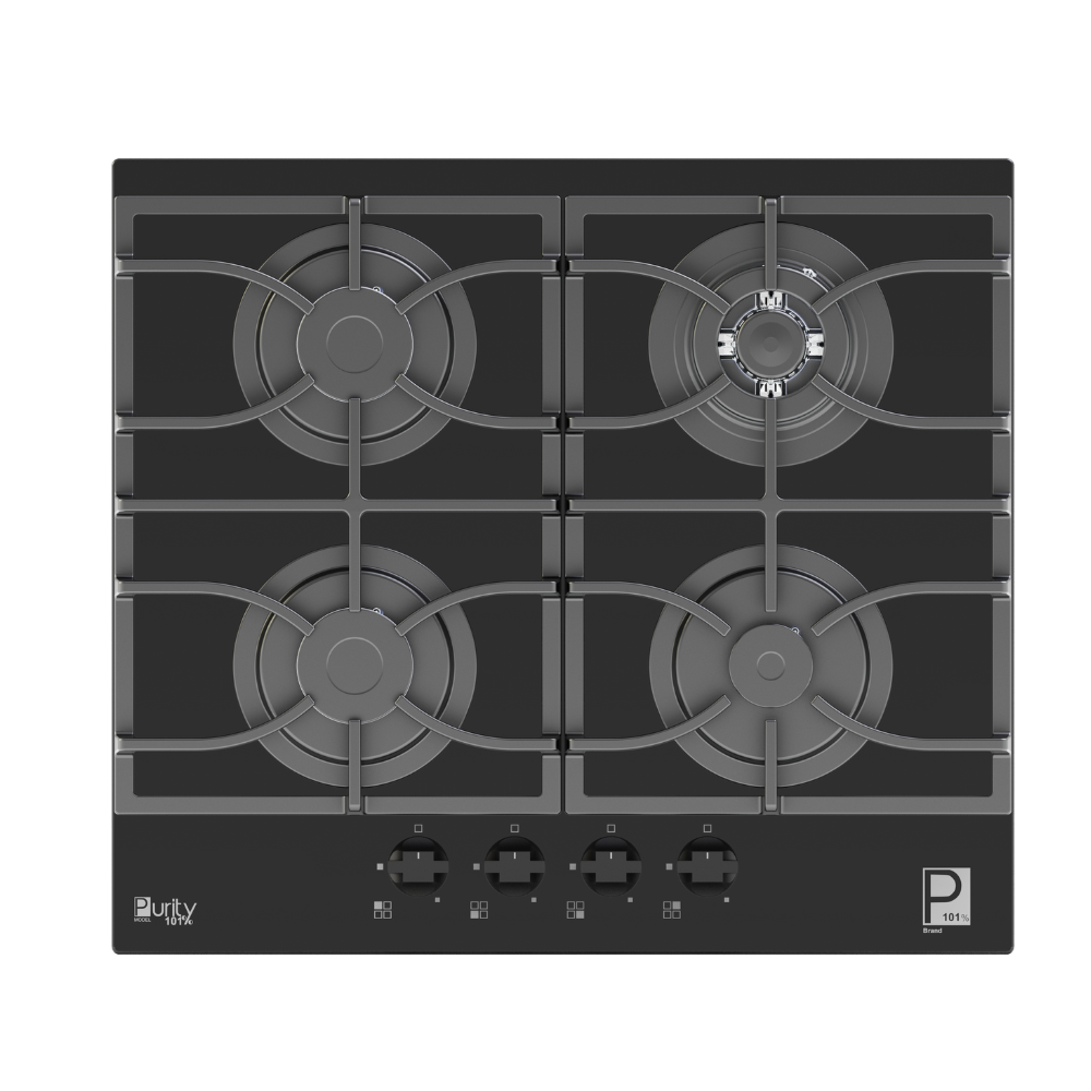 Purity Built In Heavy Duty Grids Gas Hob, 60 cm, 4 Burners, Black - HP ...