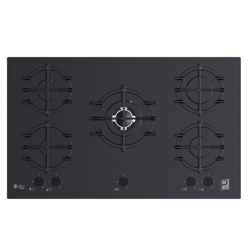 Purity Built In Heavy Duty Gas Hob, 90 cm, 5 Burners, Black - HPT911 M ...