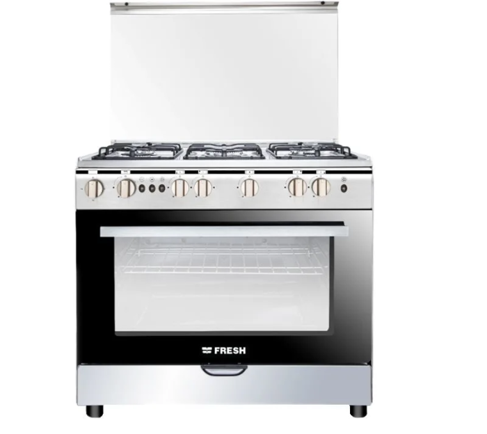 Fresh Gas Cooker, 5 Burners, Black and Silver - 500013914 – Electronic ...